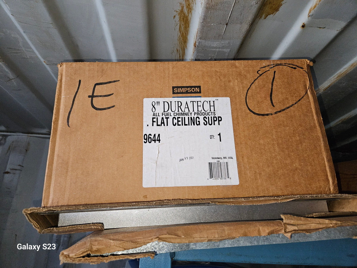DuraTech 8" Wood Burning Pipe Flat Ceiling Galvanized Support Box ...