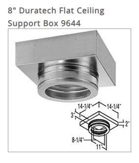 Duratech 8 Wood Burning Pipe Flat Ceiling Galvanized Support Box